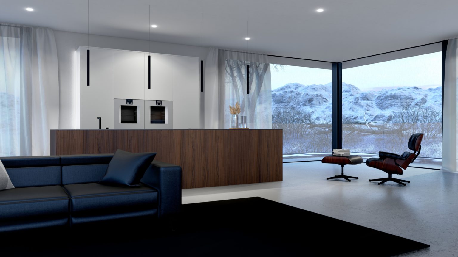 COCINA CON ISLA EN MADERA, BLANCO BRILLO Y GOLA NEGRA - Fabrica de ...